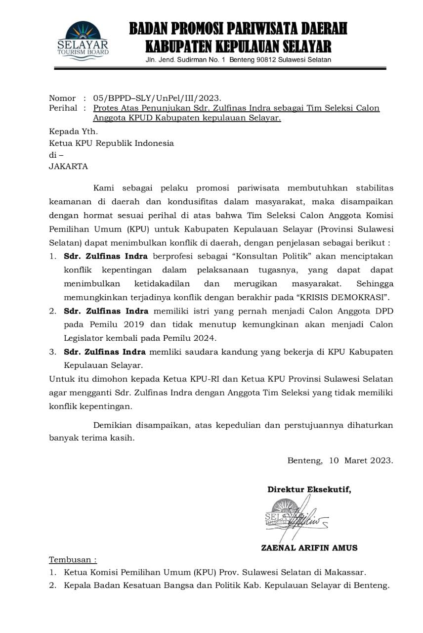 BPPD Selayar Layangkan Surat Protes Atas Penunjukan Zulfinas Indra Jadi ...